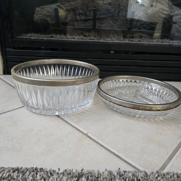 Leonard italy | Dining | 96s Leonard Italy Crystal Bowls With Silver ...